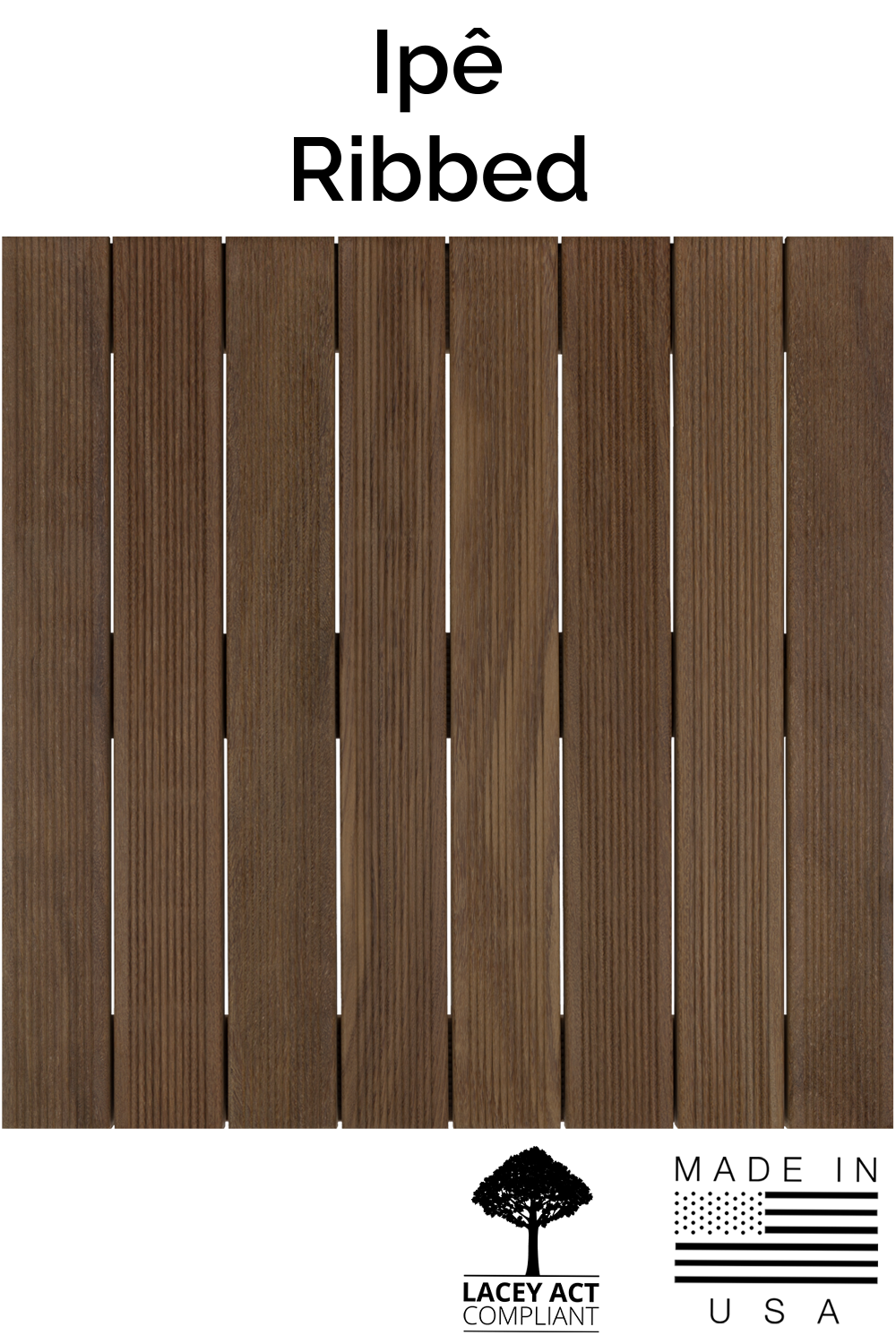 Ipê 2'x2' Ribbed Deck Tile - Preston Woodcraft